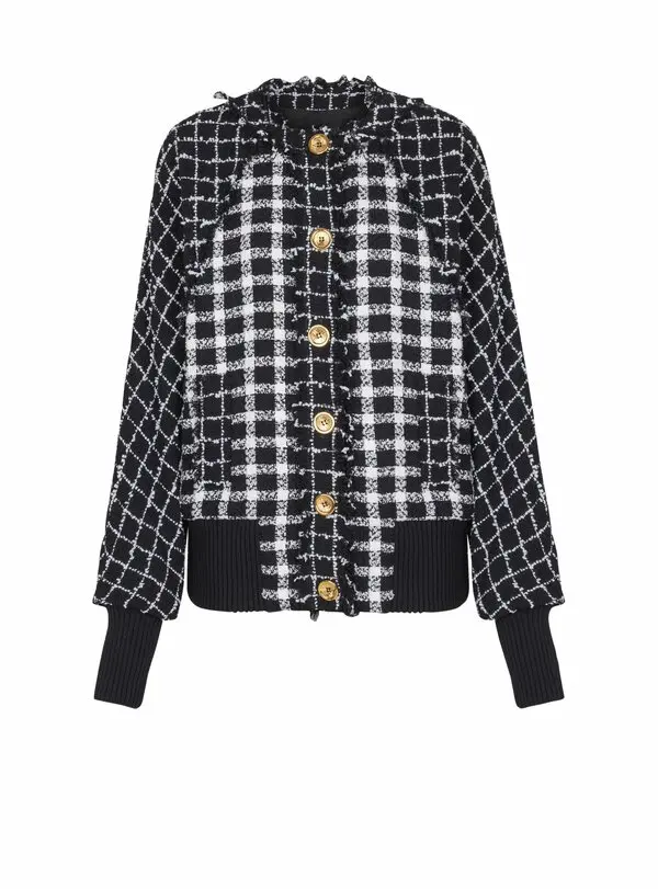Balmain Oversized Bomber Jacket In Mixed Tweed
