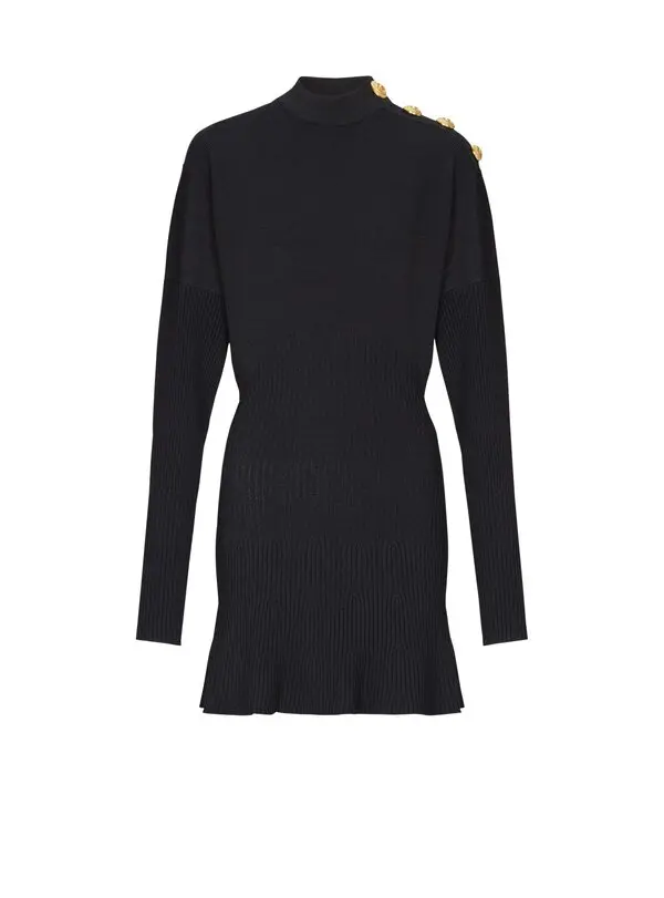 Balmain Short Flared Knit Dress - Black
