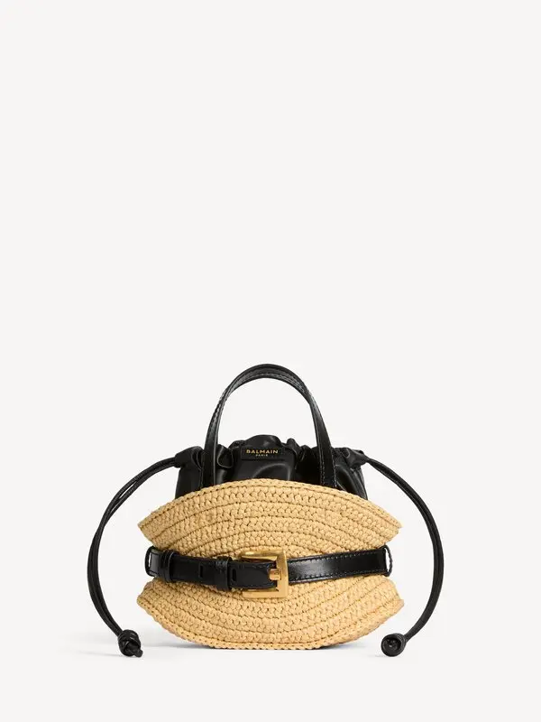 Balmain Shuffle Mini Raffia Bag - Brown