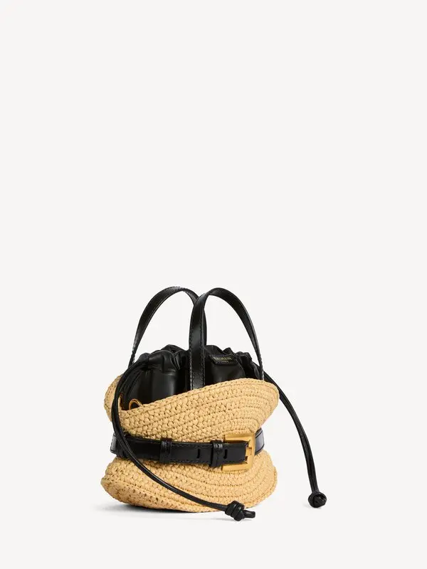 Balmain Shuffle Mini Raffia Bag - Brown