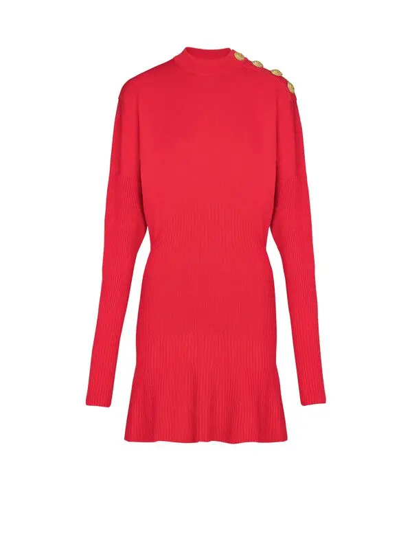 Balmain Short Flared Knit Dress - Pink