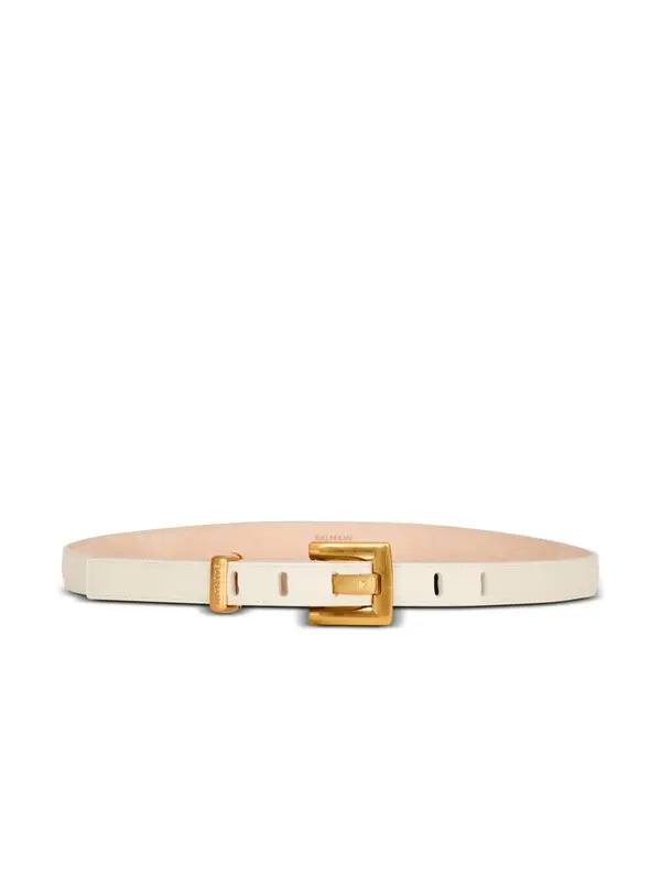 Balmain Anthem Narrow Leather Belt - Beige