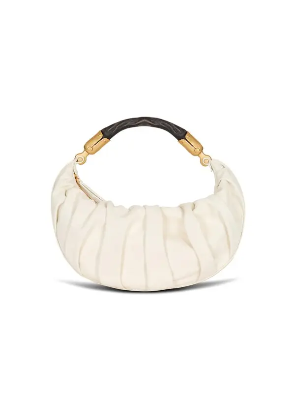 Balmain Gathered Calfskin Leather Bag - Beige