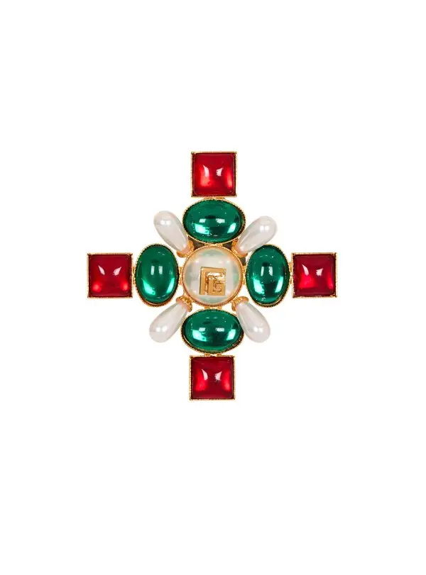 Balmain Baroque Bead And Crystal Brooch - Multicolor