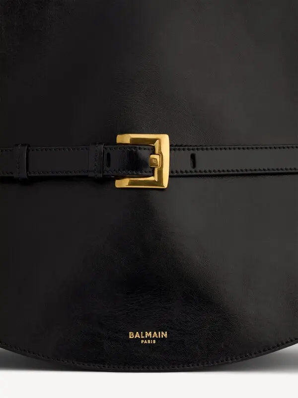 Balmain Shuffle Bag In Calfskin Leather - Black
