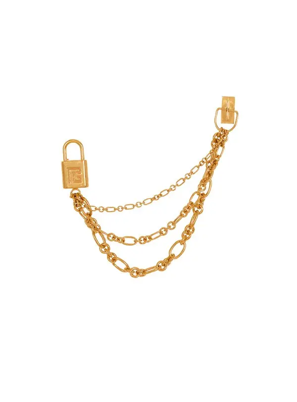 Balmain Sync Brass Brooch With Chains - Gold