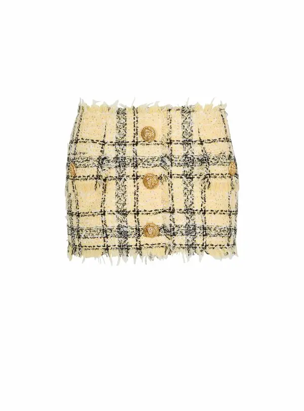 Balmain Glitter Tweed Mini Skirt - Yellow