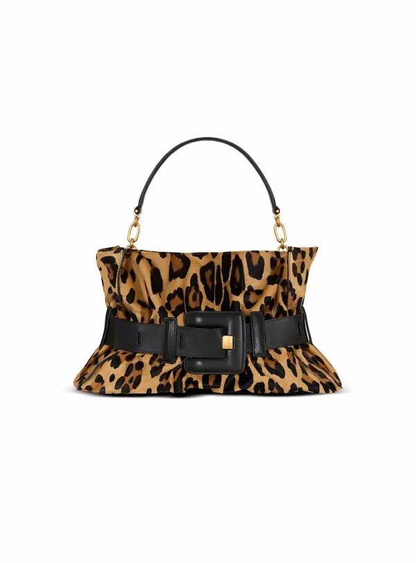 Balmain Anthem Medium Leopard Print Bag - Brown