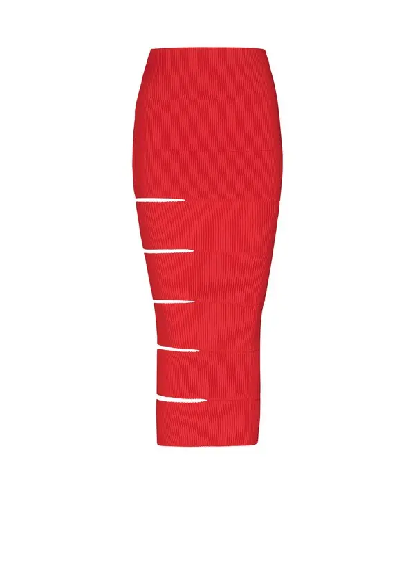 Balmain Knit Skirt With Cut-outs