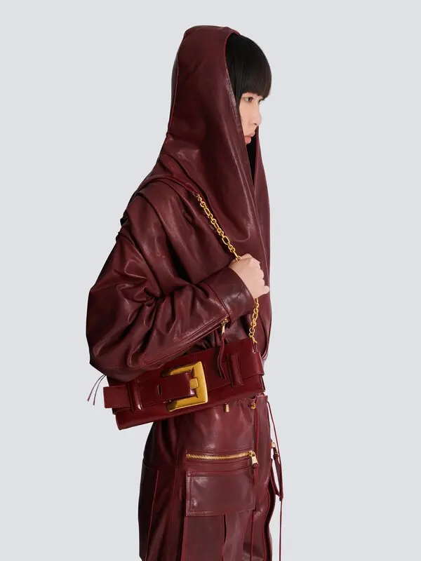 Balmain Anthem Calfskin Leather Clutch - Brown