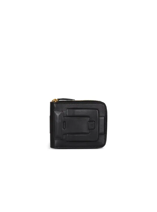 Balmain Anthem Calfskin Leather Card Holder - Black