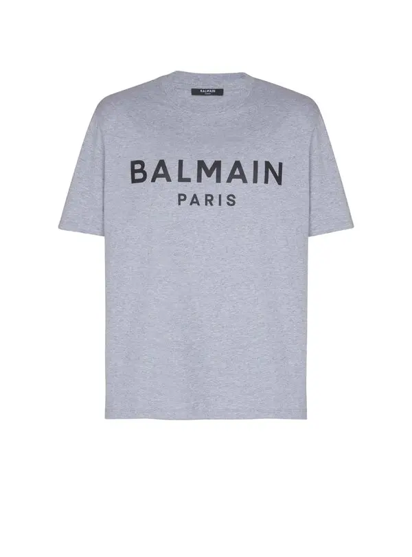 Balmain Printed Cotton T-shirt - Grey