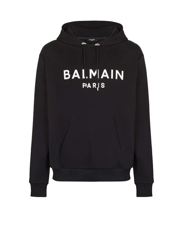 Balmain Printed Cotton Hoodie - Black