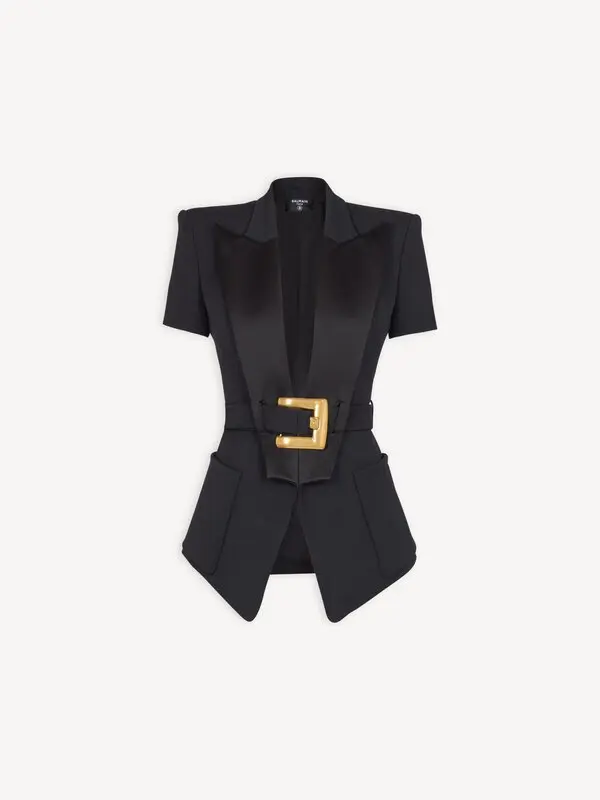 Balmain Grain De Poudre Belted Jacket - Black