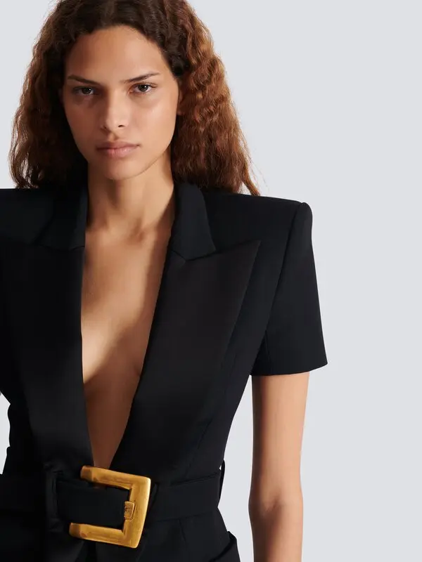 Balmain Grain De Poudre Belted Jacket - Black