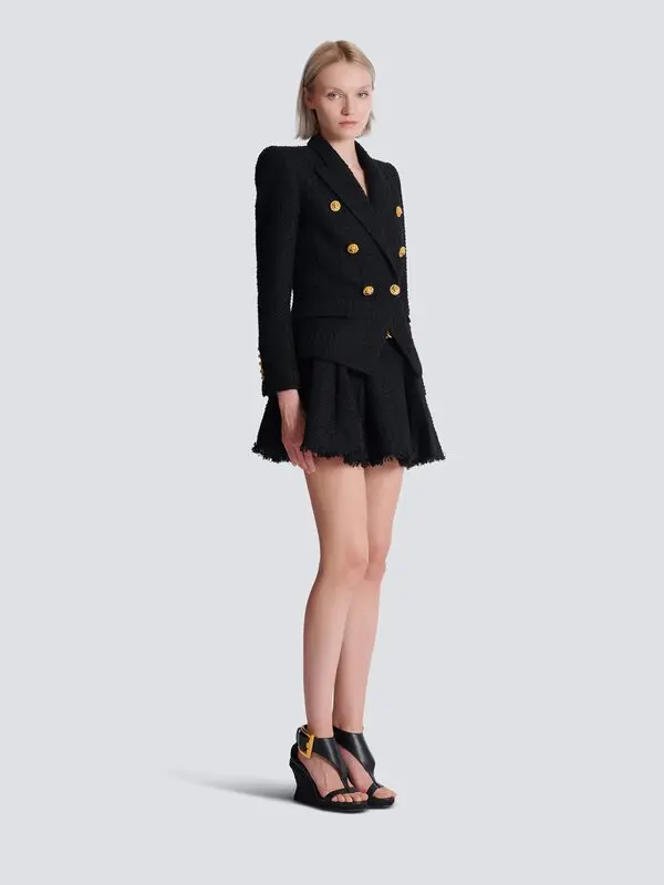 Balmain Tweed Jacket With Lion Head Buttons