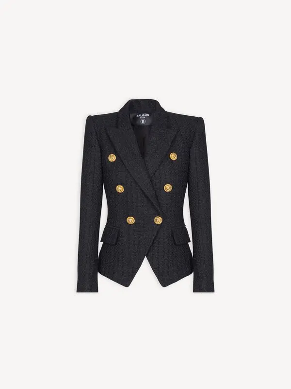 Balmain Tweed Jacket With Lion Head Buttons