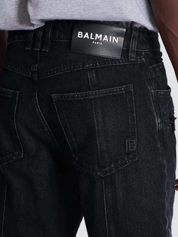 Balmain Biker Jeans In Vintage Denim - Black