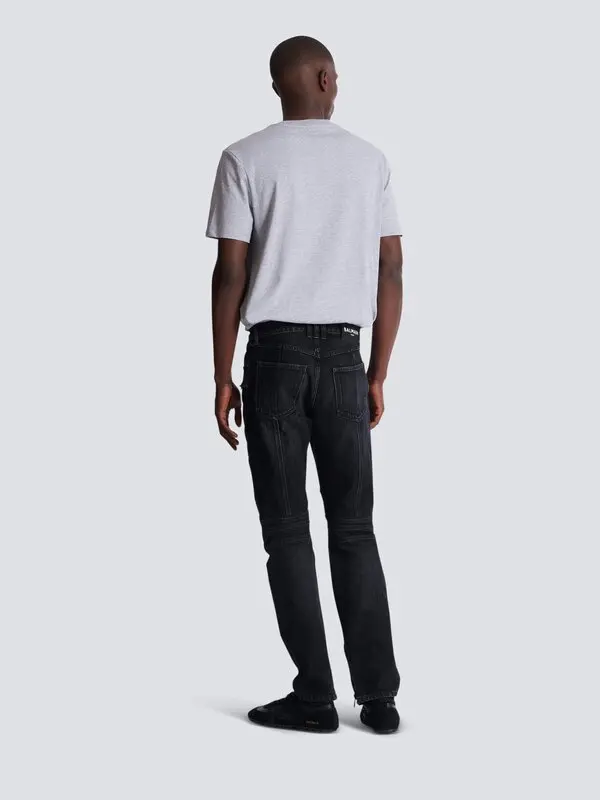 Balmain Biker Jeans In Vintage Denim - Black