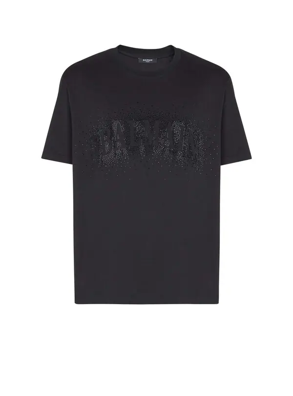 Balmain T-shirt With Embroidered Crystal Spray Effect