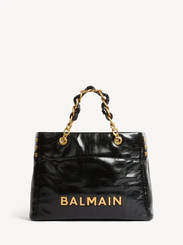 Balmain 1945 Soft Crackled Leather Tote