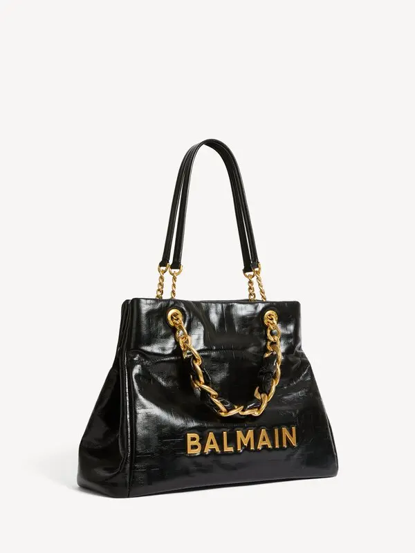 Balmain 1945 Soft Crackled Leather Tote