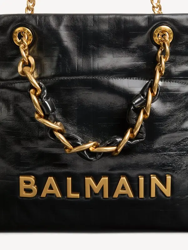 Balmain 1945 Soft Crackled Leather Tote