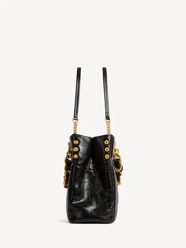 Balmain 1945 Soft Crackled Leather Tote
