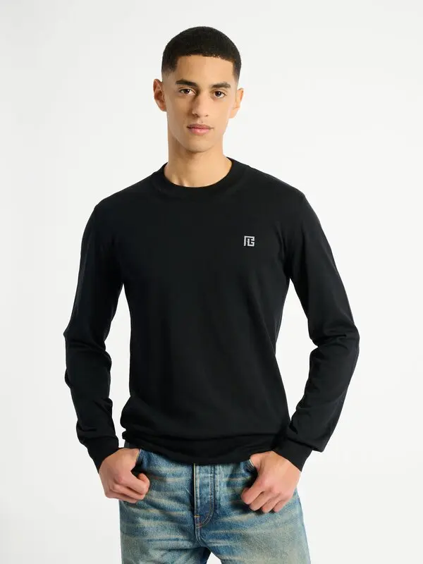 Balmain Fine Silk And Cotton Jumper - Black