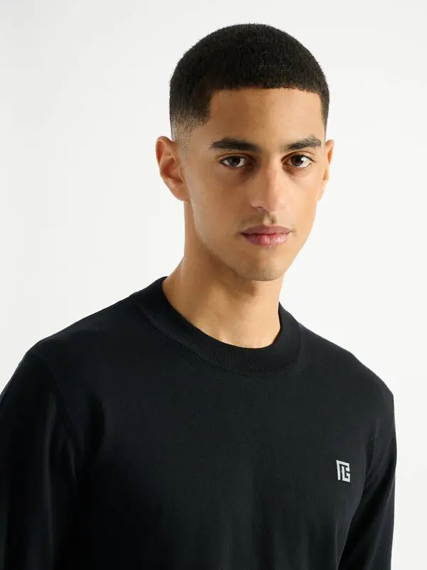 Balmain Fine Silk And Cotton Jumper - Black