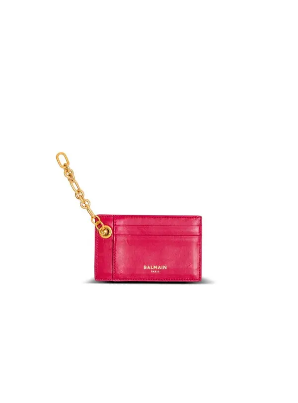 Balmain Pulse Lambskin Leather Card Holder - Pink