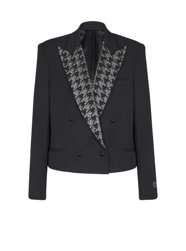 Balmain Grain De Poudre Jacket With Crystals