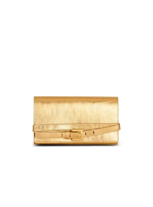 Balmain Shuffle Wallet In Lamé Leather - Gold