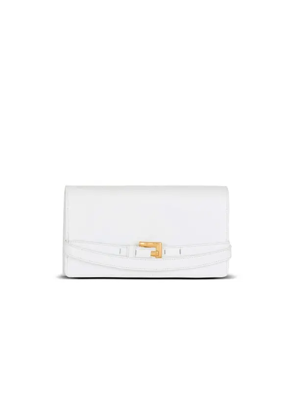 Balmain Shuffle Calfskin Wallet With Chain - White