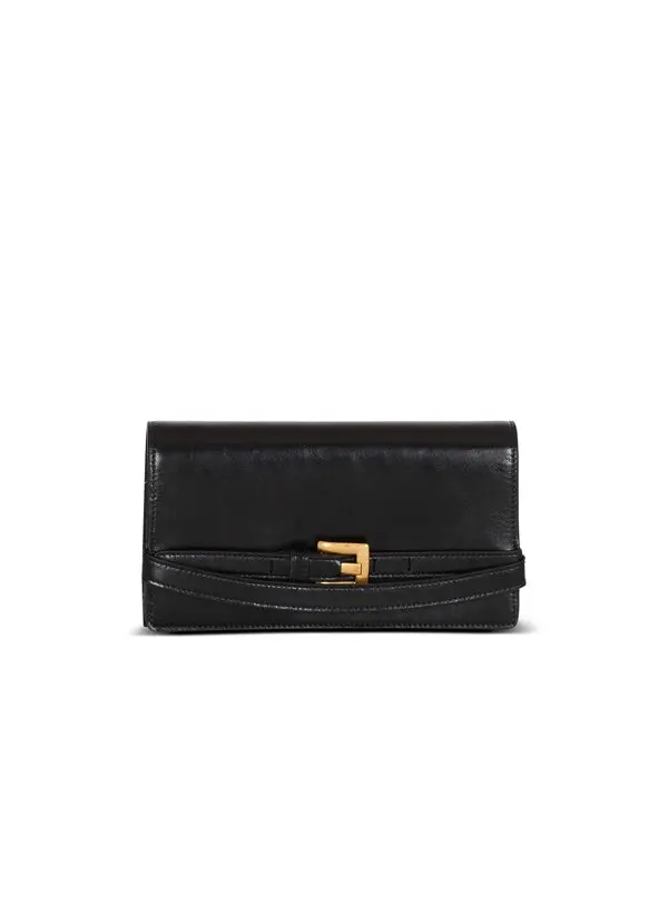 Balmain Shuffle Calfskin Wallet With Chain - Black