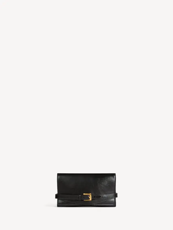 Balmain Shuffle Calfskin Wallet With Chain - Black