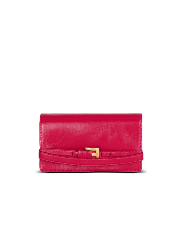 Balmain Shuffle Calfskin Wallet With Chain - Pink