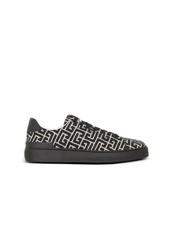 Balmain Monogram Jacquard B-court Sneakers - Black