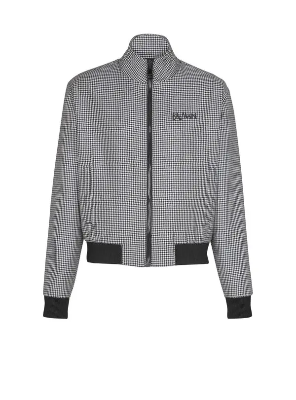 Balmain Houndstooth Wool Jacket - Black