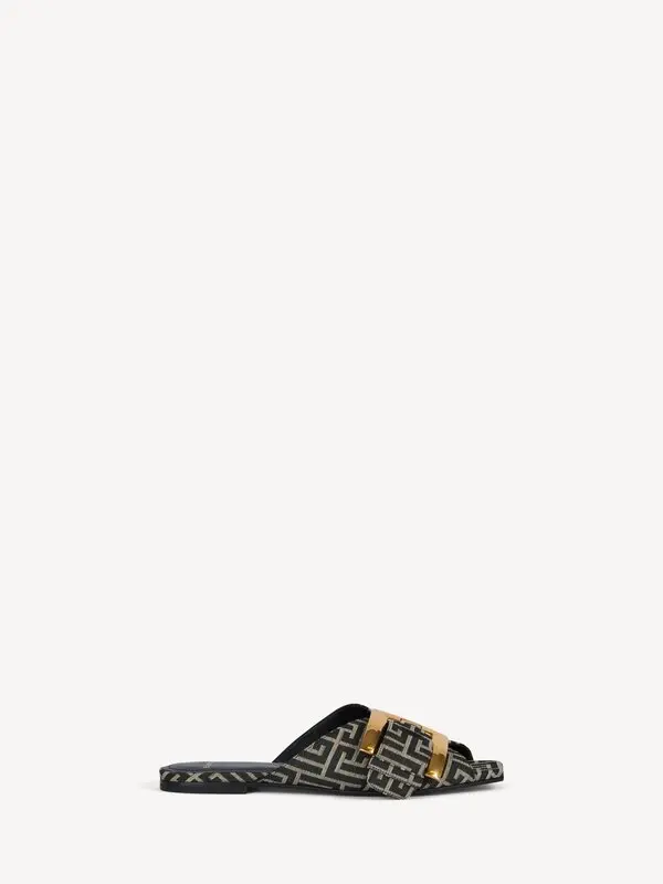 Balmain Flat Monogram Jacquard Anthem Sandals - Black