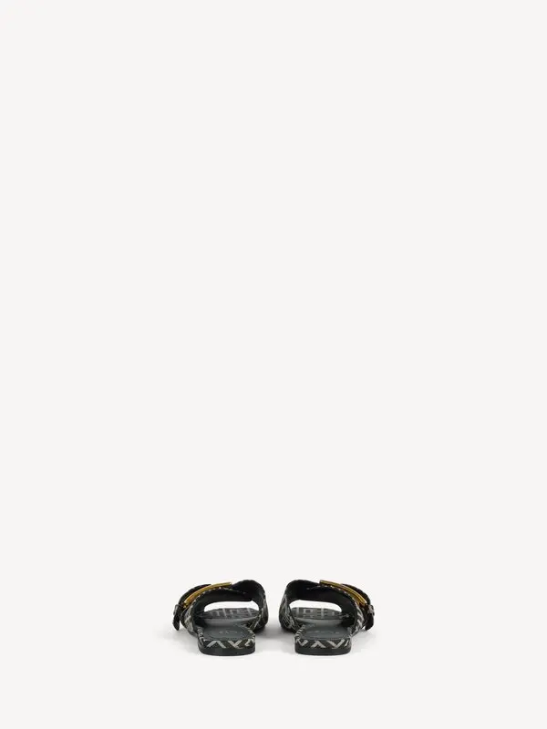 Balmain Flat Monogram Jacquard Anthem Sandals - Black