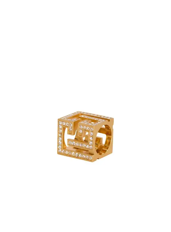 Balmain Pb 3d Rhinestone Cube Ring - Silver