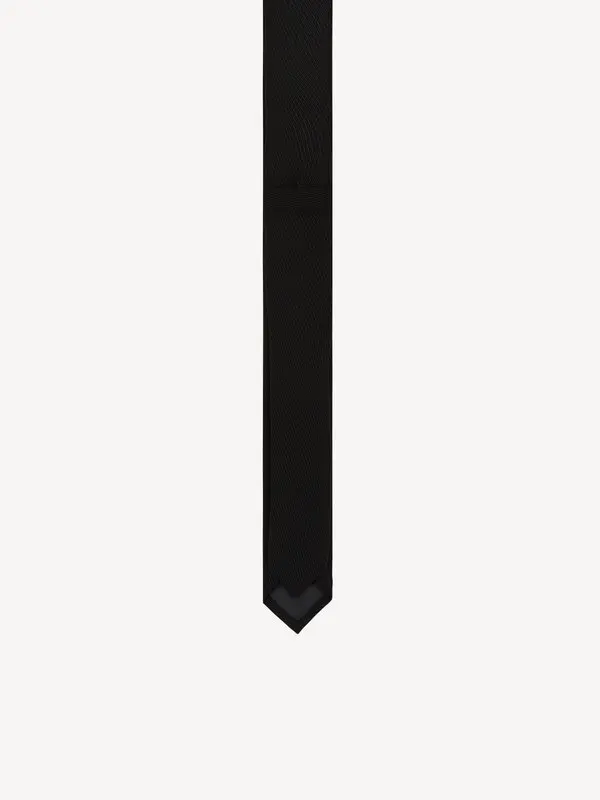Balmain Slim Wool Neck Tie With Embroidery - Black
