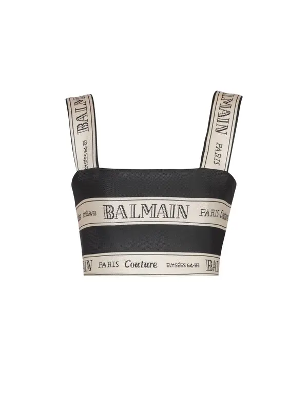 Balmain Ribbon Jacquard Crop Top