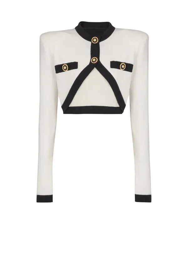 Balmain Knit Jumper With Faux Cardigan - Beige