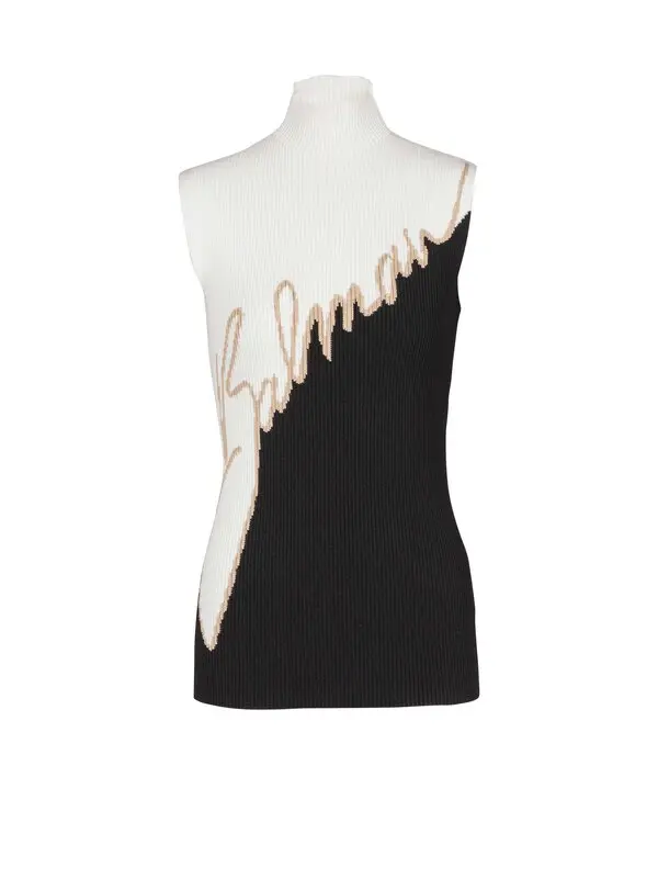 Balmain Sleeveless High-neck Knit Top