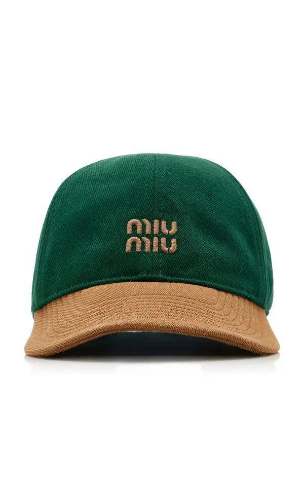 Miu Miu Cotton Baseball Cap - Green