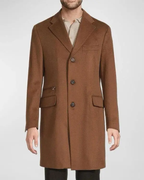 Corneliani Virgin Wool Top Coat With Zip Insert - Beige