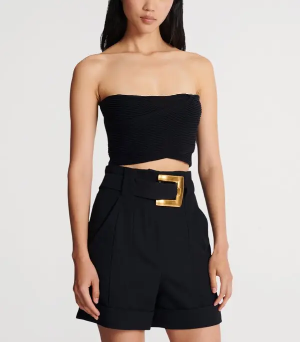 Balmain Rib-knit Bandeau Top - Black