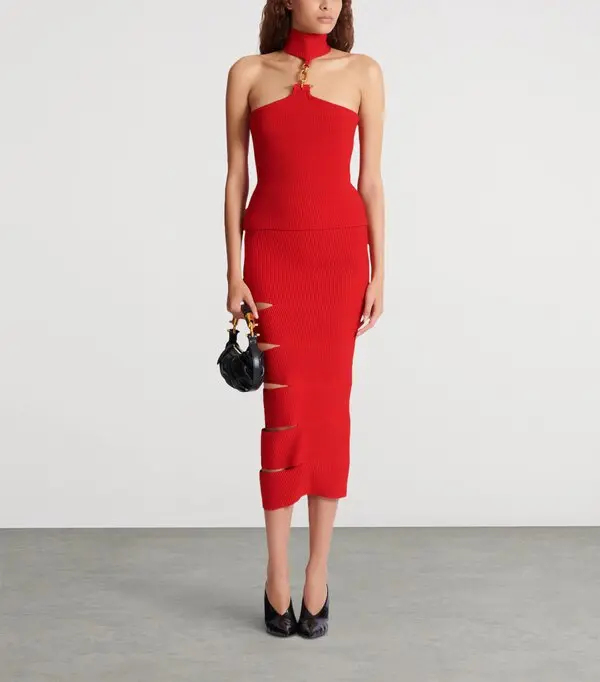 Balmain Rib-knit Chain-detail Halterneck Top